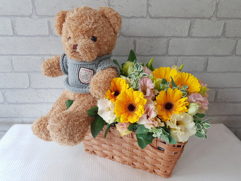 Shop Adorable Teddy Bear & Flower Basket - TD482 | PURE SEED