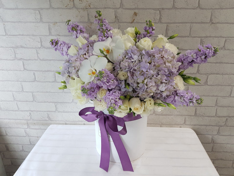 Shop Purple Splendor Hydrangeas & Rose Flower Box - BK169 | PURE SEED